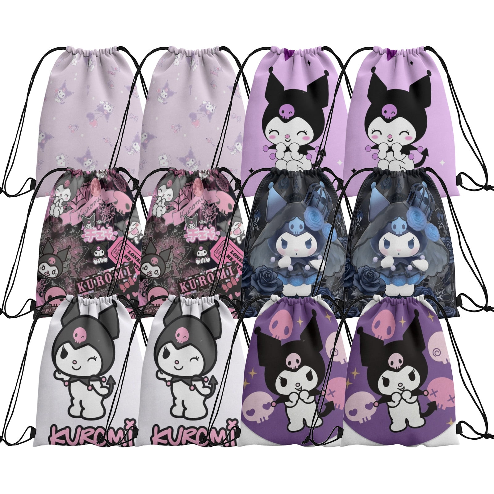 12 Packs Kuromi Party Drawstring Bags, Reusable Cute Backpacks for Kids ...