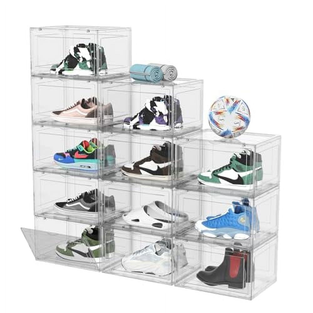 12 Packs Large Acrylic Clear Shoe Boxes with Magnetic Door, Strong ...