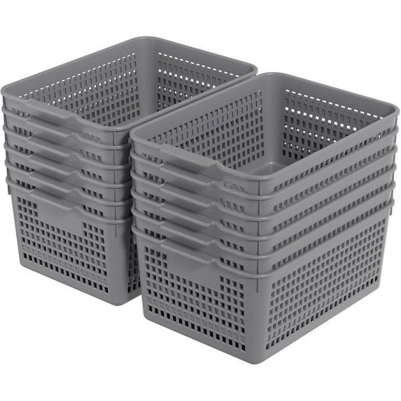 12 Packs Large Plastic Storage Basket, Plastic Baskets for Organizing ...