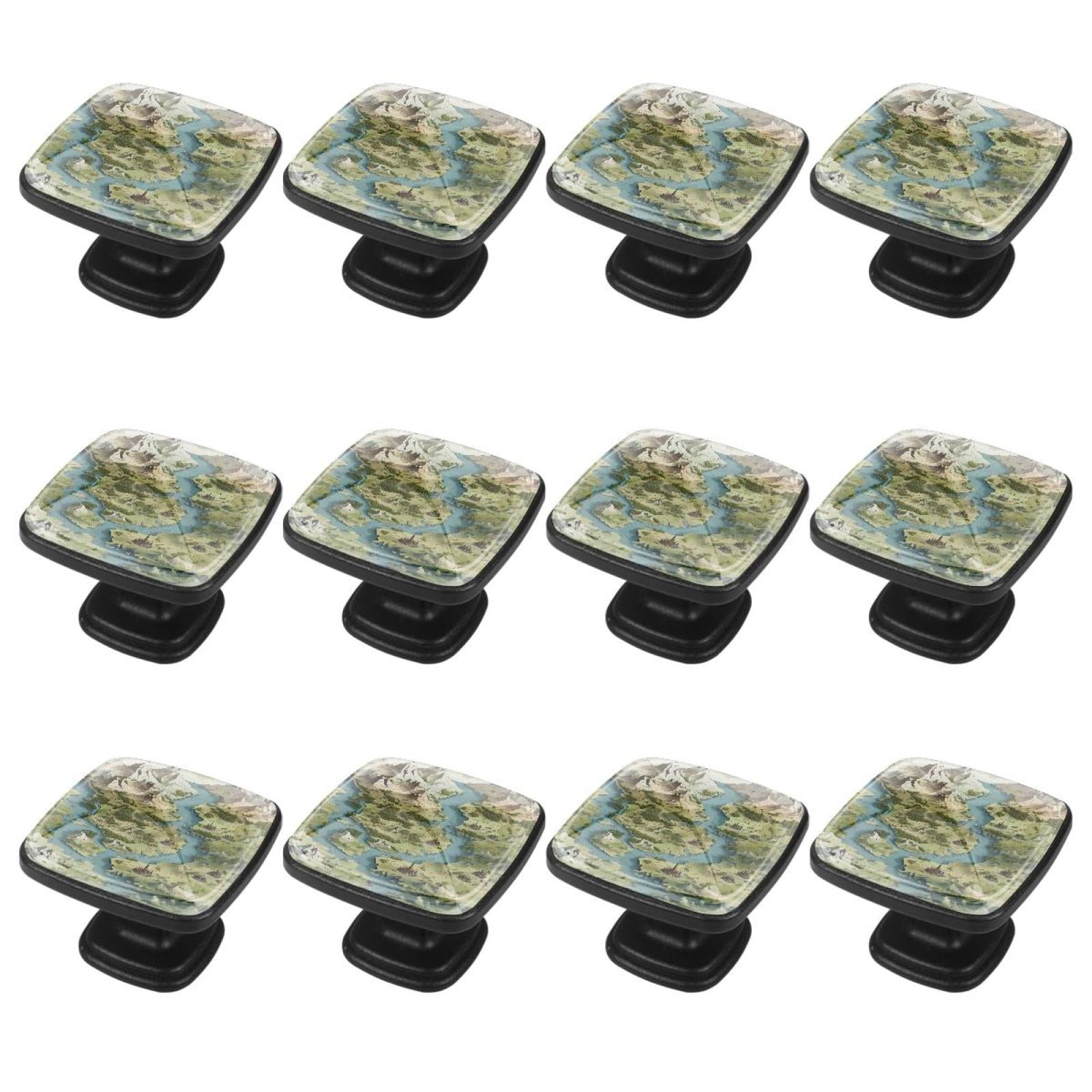 12 Packs Map Block Cabinet Knobs- Pull Hardware Handle, Square Drawer ...