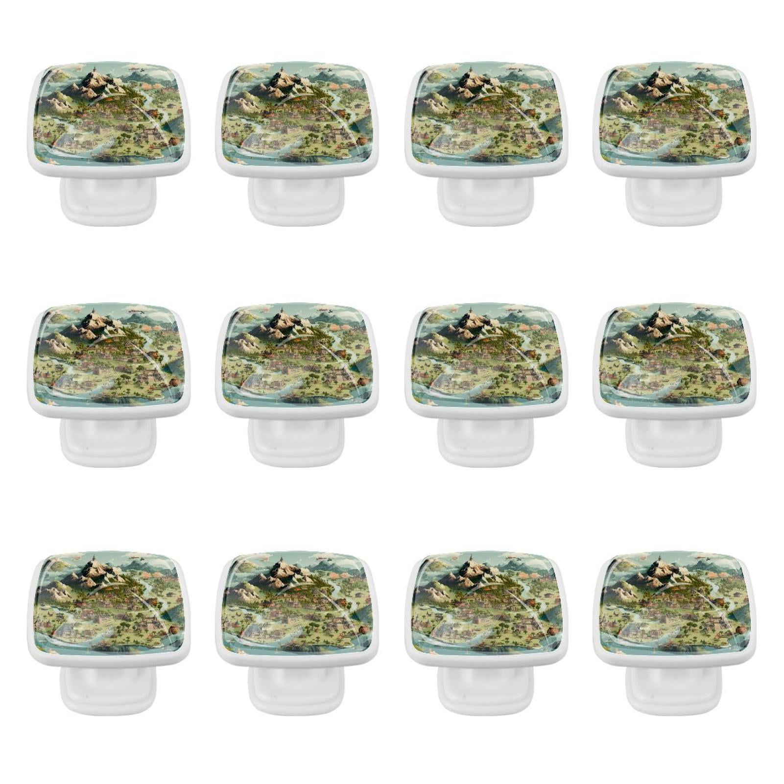 12 Packs Map Block Cabinet Knobs- Pull Hardware Handle, Square Drawer ...