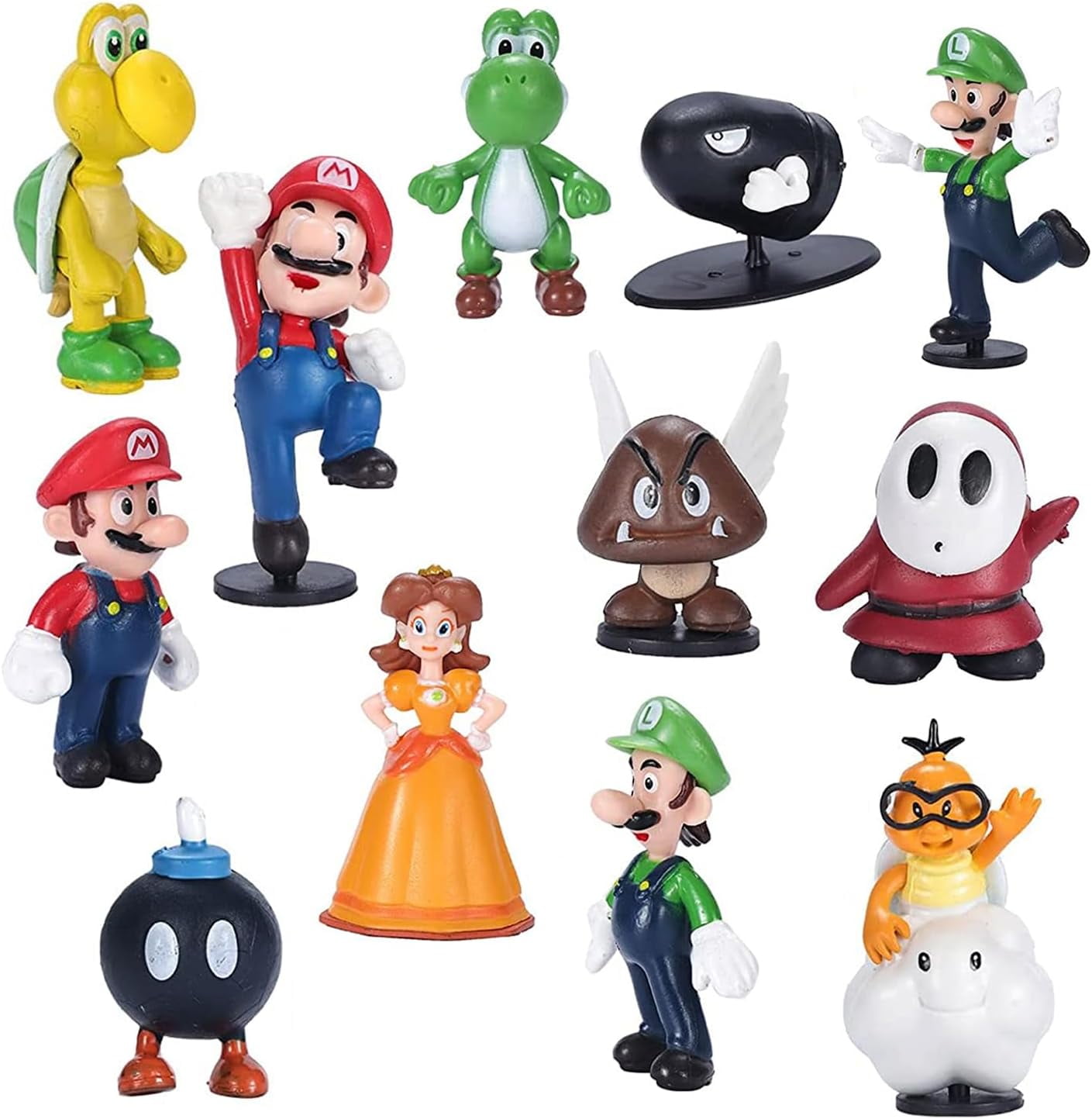 12 Packs Mario Toys Bros Super Mary Princess, Turtle, Mushroom ...