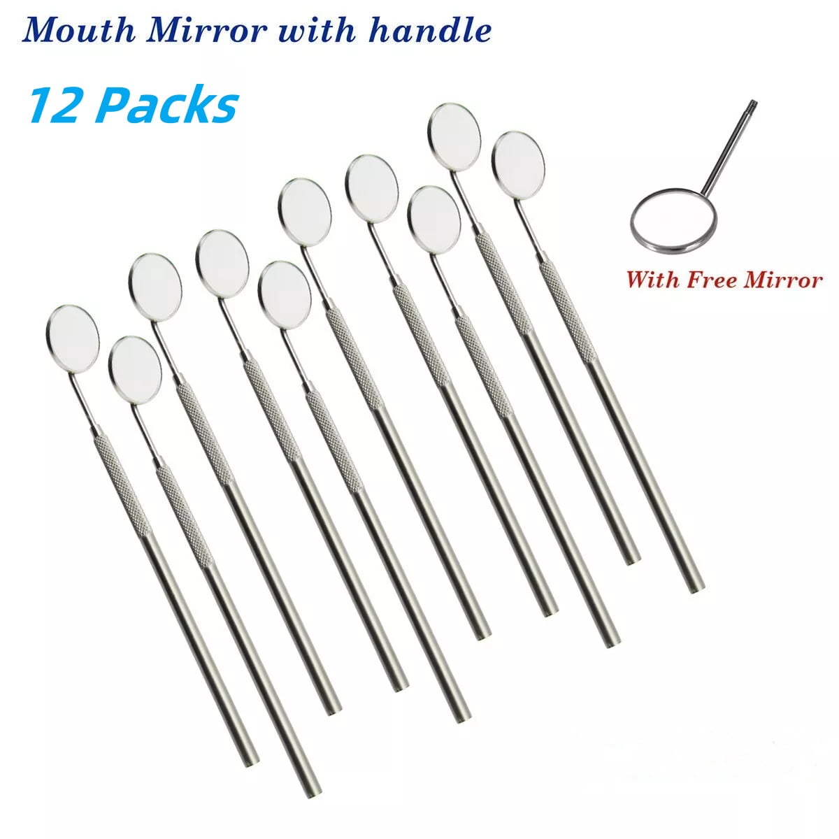 12 Packs Mouth Mirror Stainless Steel Dental Mirror #5 with Handle ...