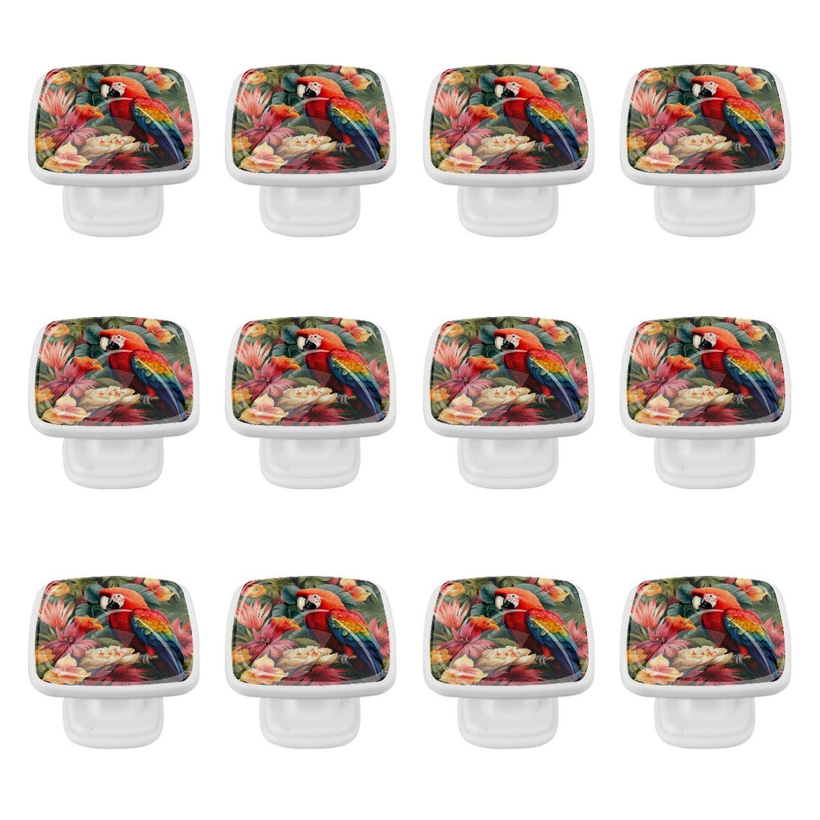 12 Packs Parrot Cabinet Knobs- Pull Hardware Handle, Square Drawer ...