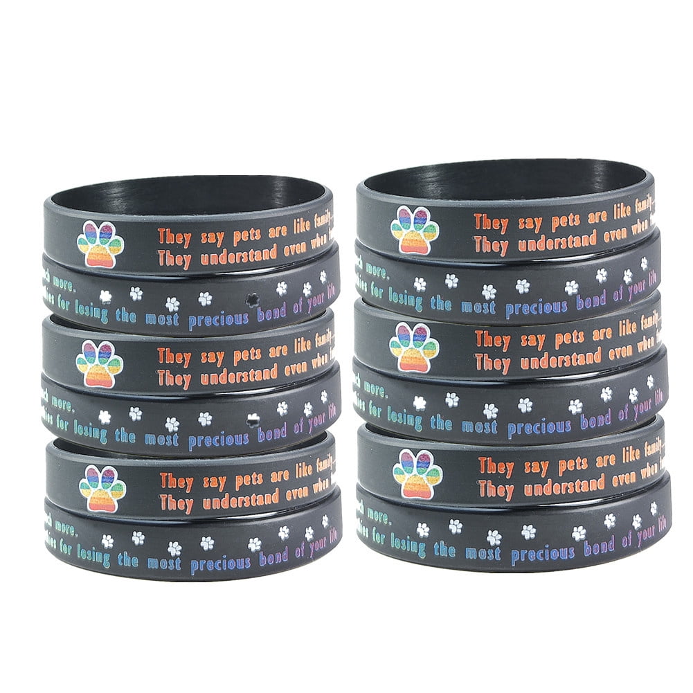 12 Packs Paw Print Rainbow Bridge Bracelet,Pet Memorial Rubber ...