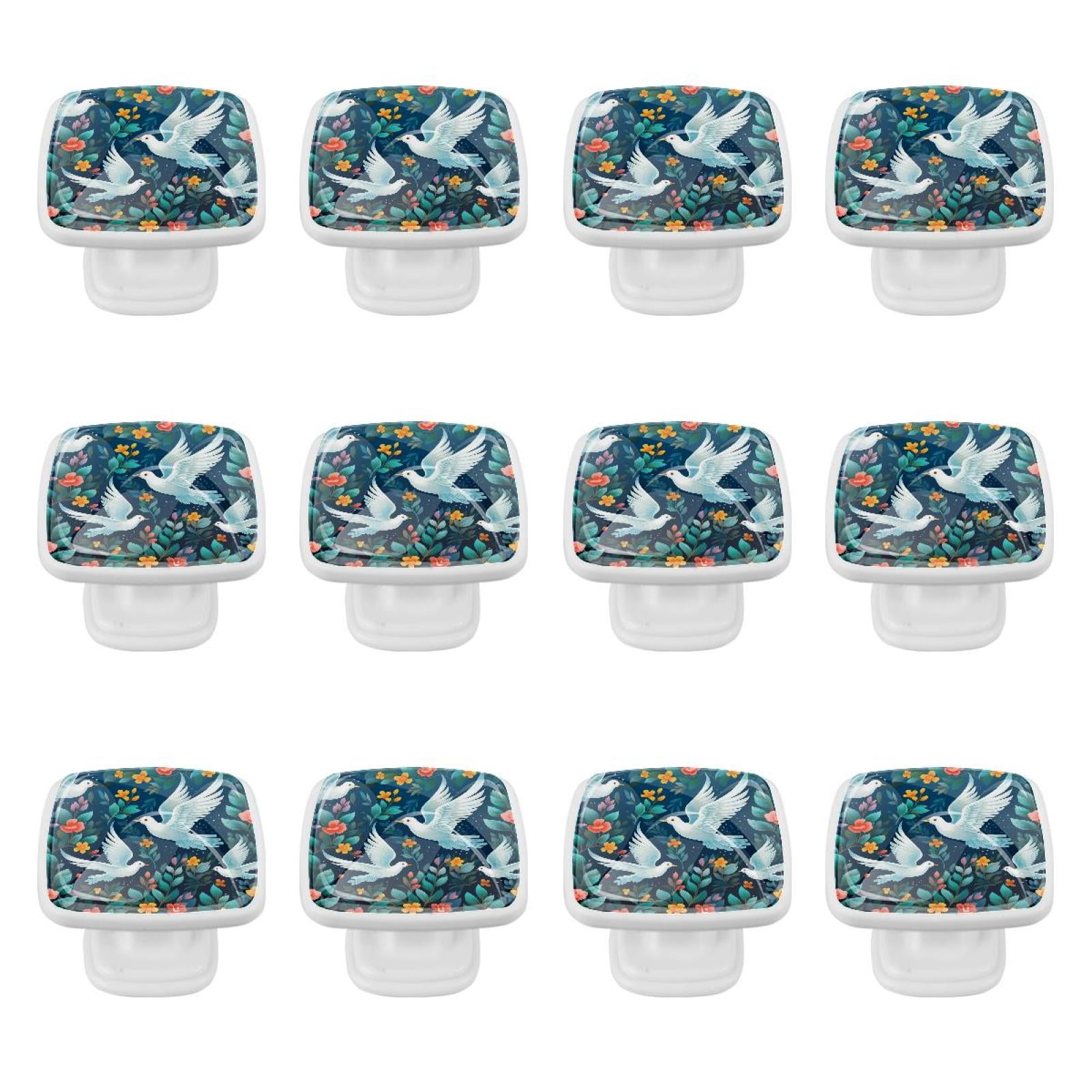 12 Packs Peace Dove Cabinet Knobs- Pull Hardware Handle, Square Drawer ...