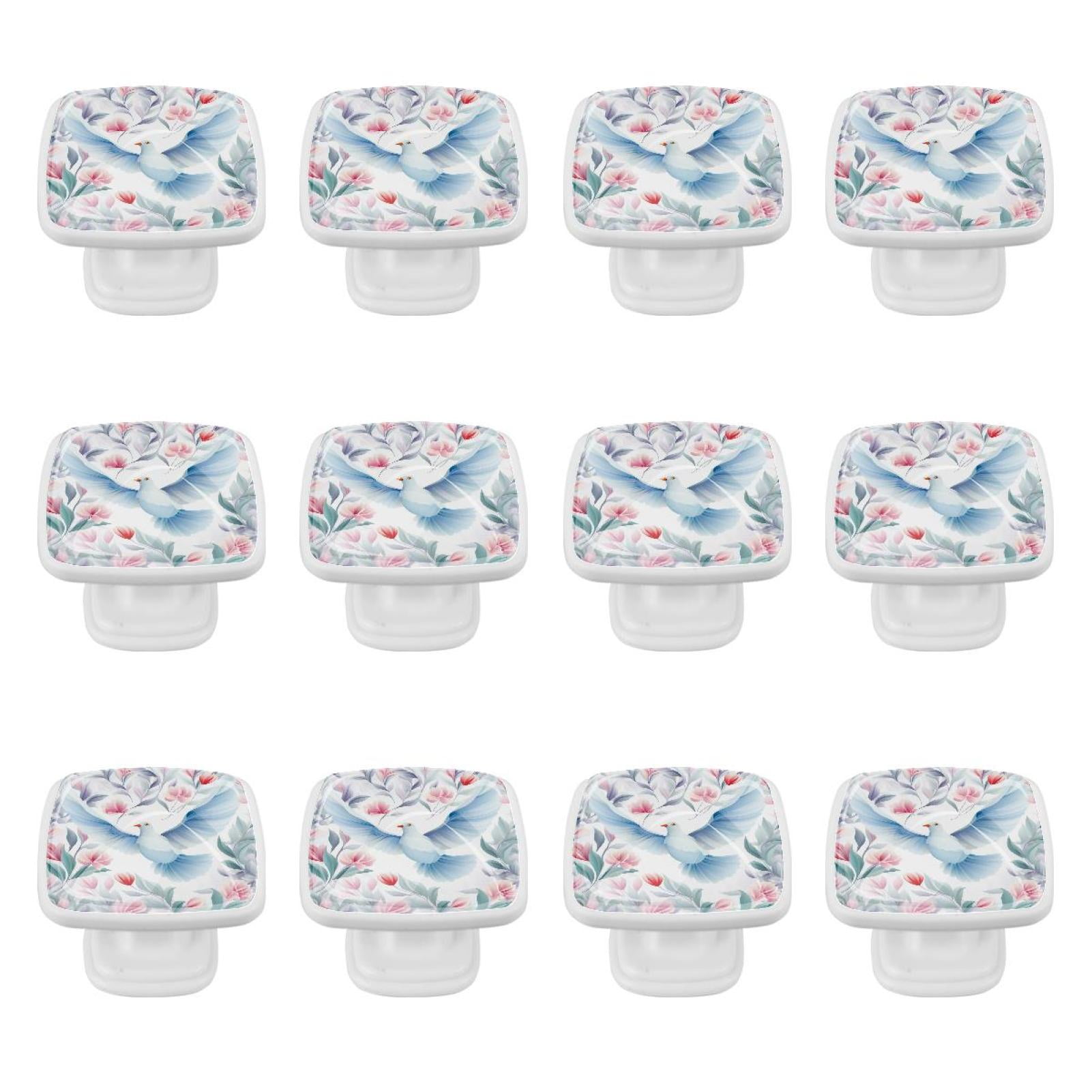 12 Packs Peace Dove Cabinet Knobs- Pull Hardware Handle, Square Drawer ...