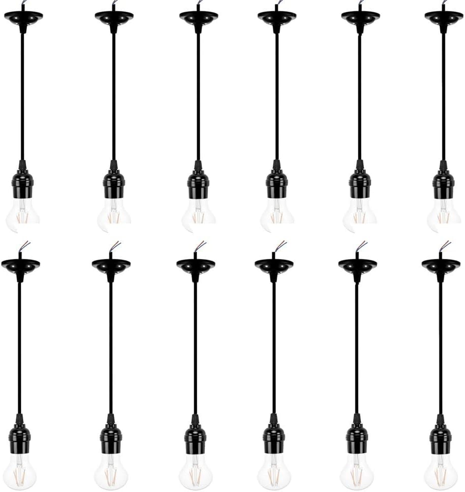 12 Packs Pendant Light Kit Cord, Hanging Light Socket Lamp Holder with ...