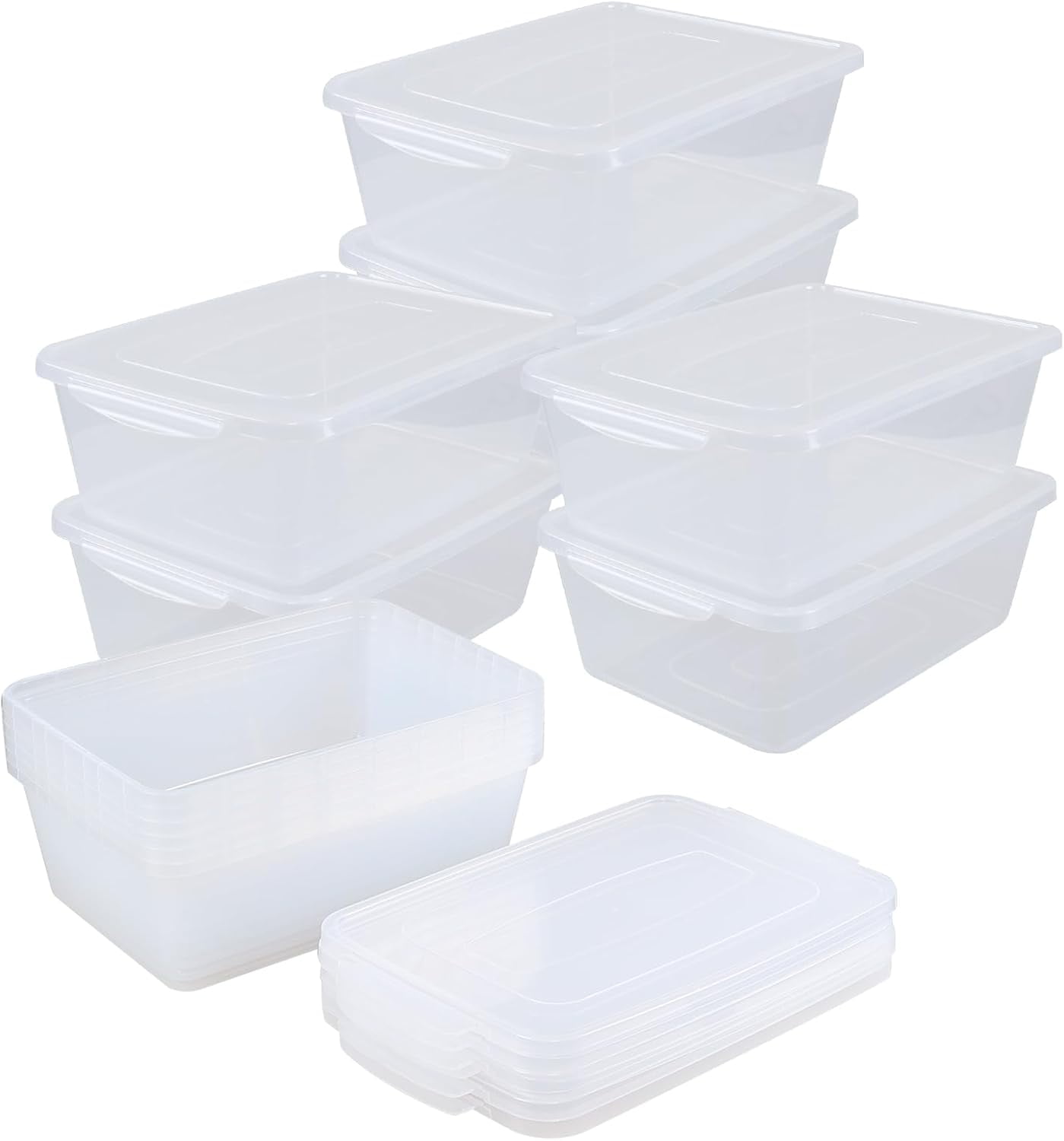 12 Packs Plastic Storage Box Clear, Storage Plastic Containers with Lid ...