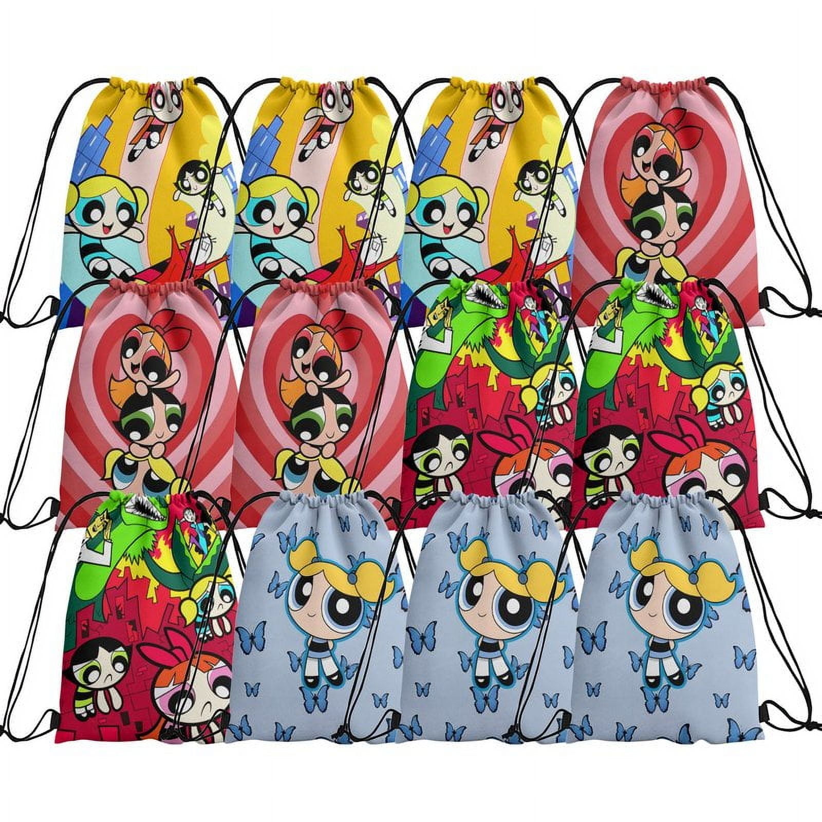 12 Packs Powerpuff girls Candy Drawstring Bag Drawstring Goodie Favor Bags for Boys and Girls ...