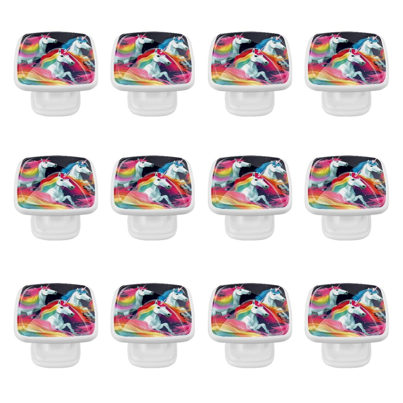 12 Packs Rainbow Unicorn Cabinet Knobs- Pull Hardware Handle, Square ...