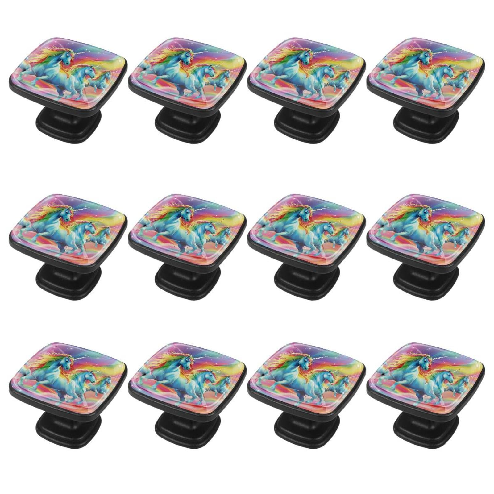12 Packs Rainbow Unicorn Cabinet Knobs- Pull Hardware Handle, Square ...