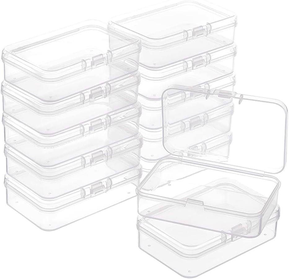 12 Packs Rectangle PP Plastic Container Box 3x2x0.8inch Bead Storage ...