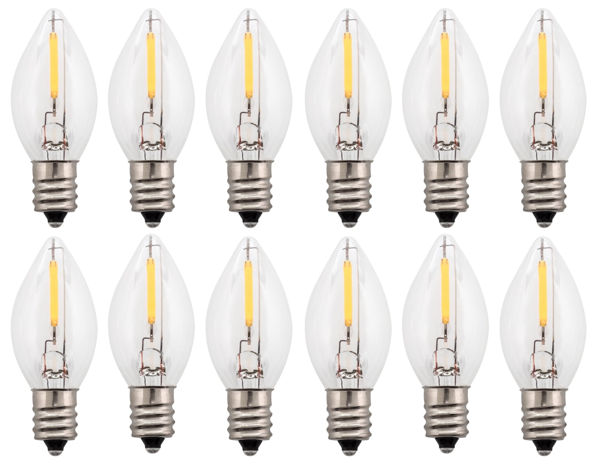 12-Pack 7W LED Night Light Bulbs, C7 Base, for Indoor/Outdoor Lights ...