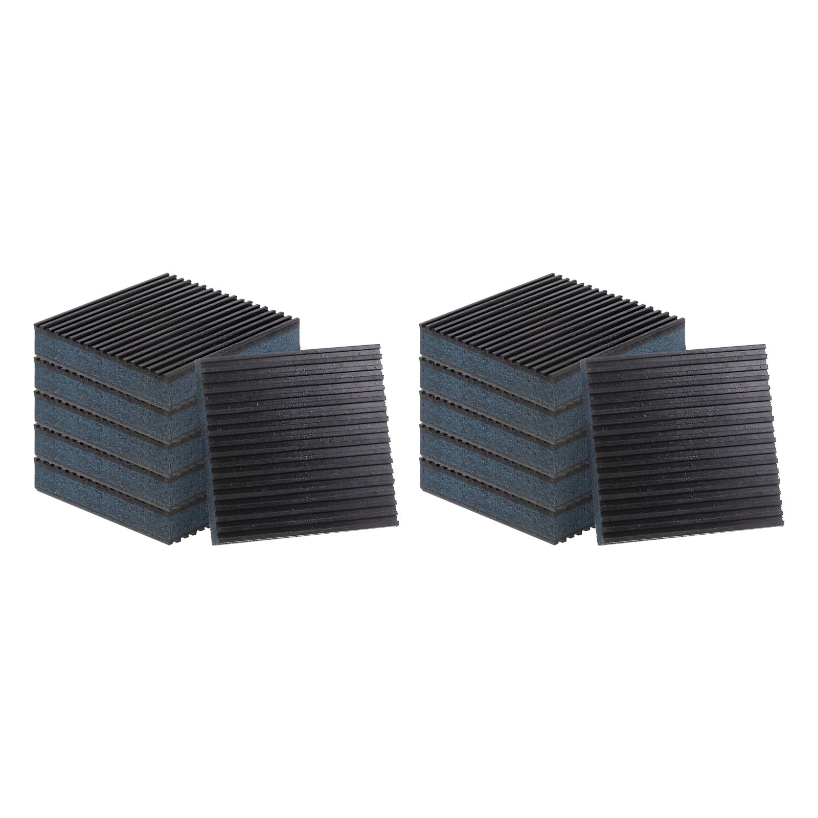12 Packs Ribbed Anti-Vibration Isolation Rubber Pads 4" Length x 7/8" Thick, Square Anti ...