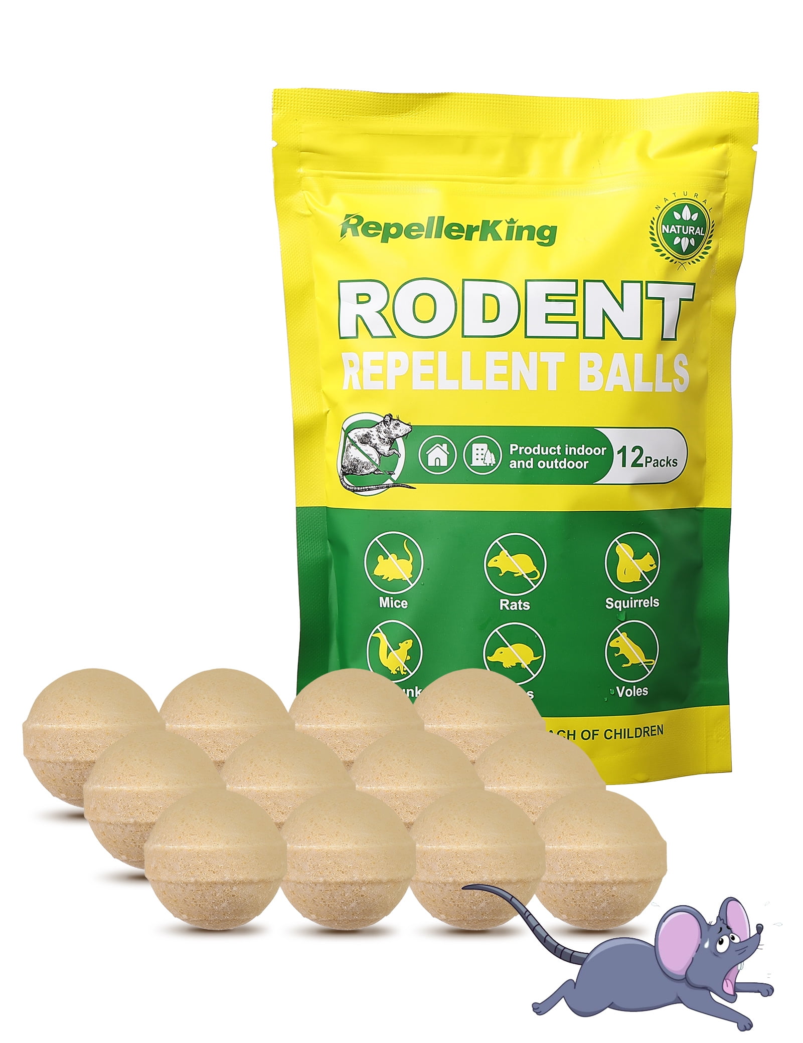 12-Pack Peppermint Oil Rodent Repellent Balls, Mouse & Rat Deterrent ...