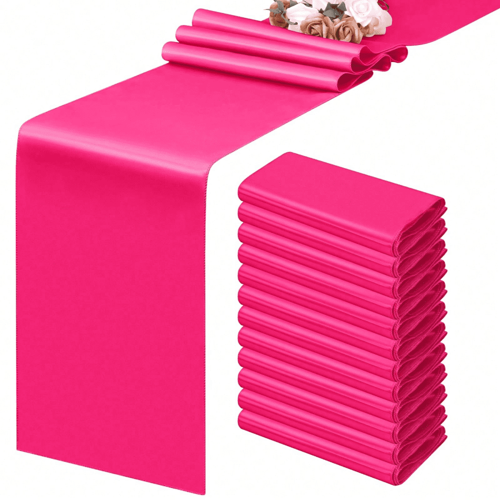 12 Packs Satin Table Runners 12 X 108 Inch Long Smooth Fabric Table ...