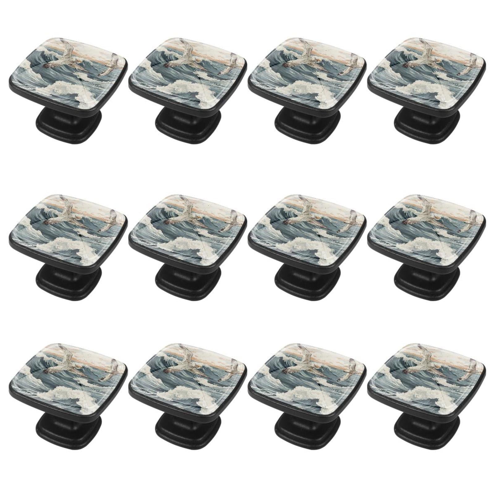 12 Packs Sea Mew Cabinet Knobs- Pull Hardware Handle, Square Drawer ...