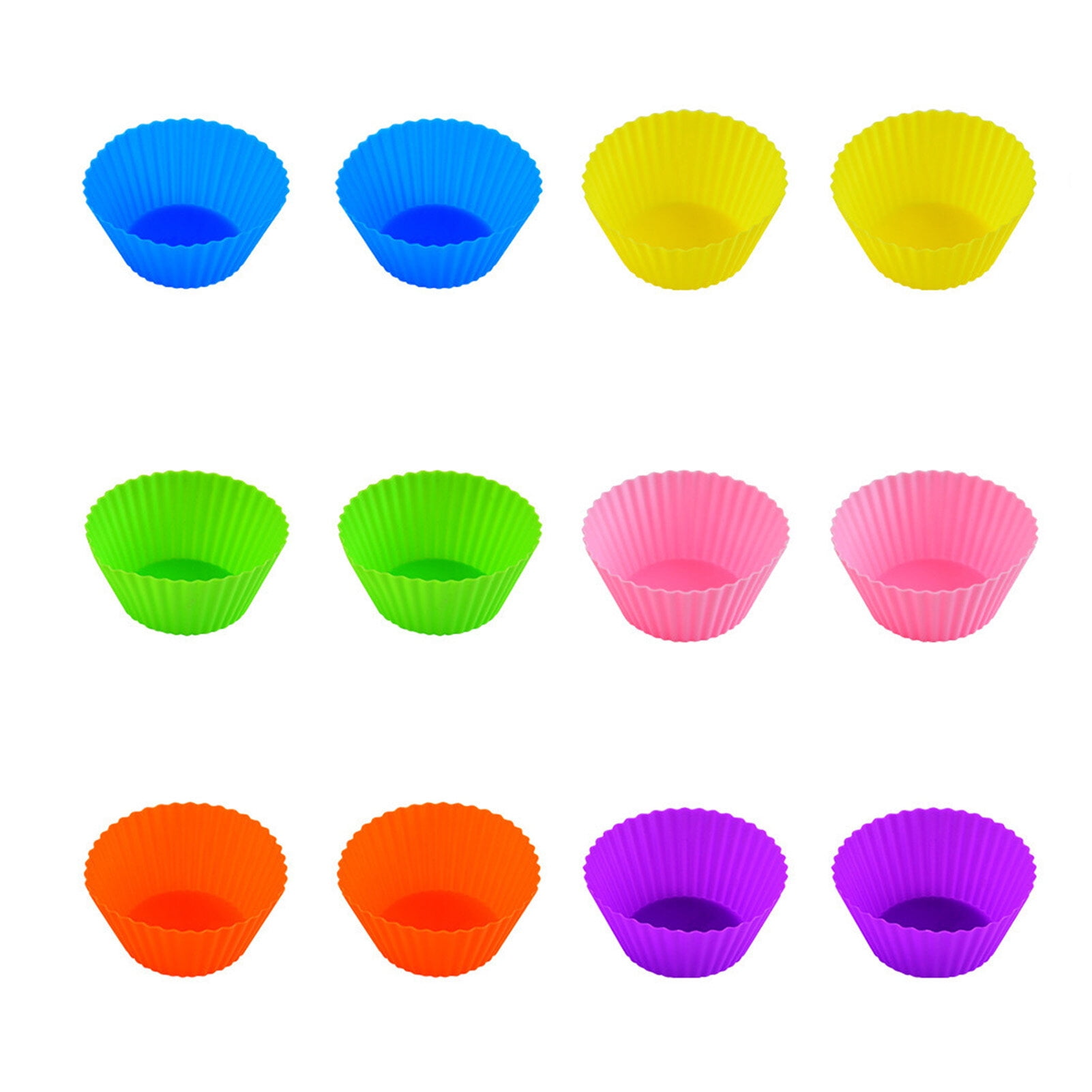 12 Packs Silicone Baking Cups Reusable Muffin Liners Non-Stick Cup Cake ...
