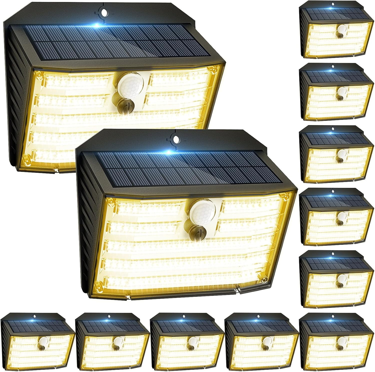 [12 Packs] Solar Motion Lights Outdoor, Bright Solar Fence Lights with ...