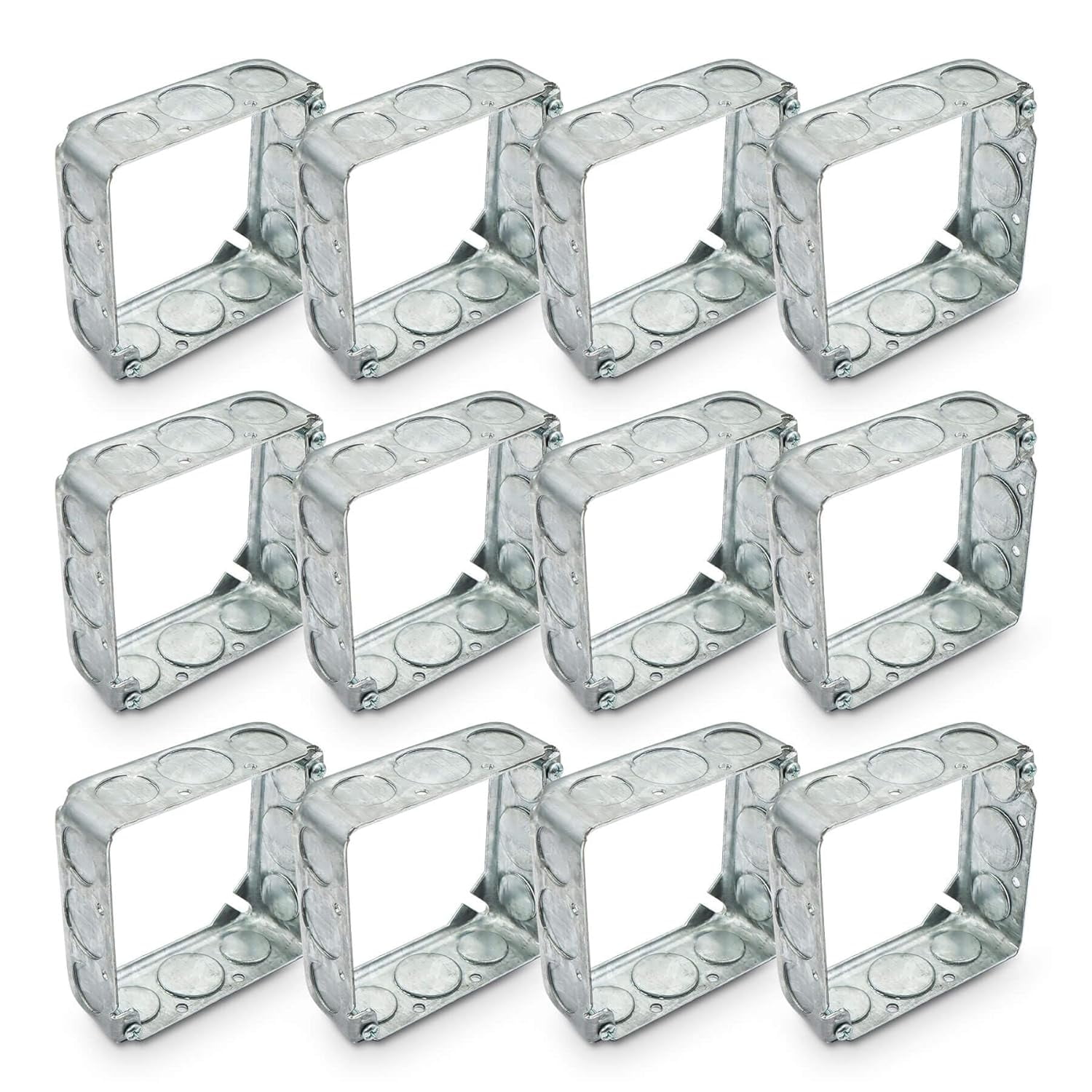 12 Packs Square Extension Ring, 4" L X 4" W Electrical Box Extension Ring with 1/2" and 3/4 ...