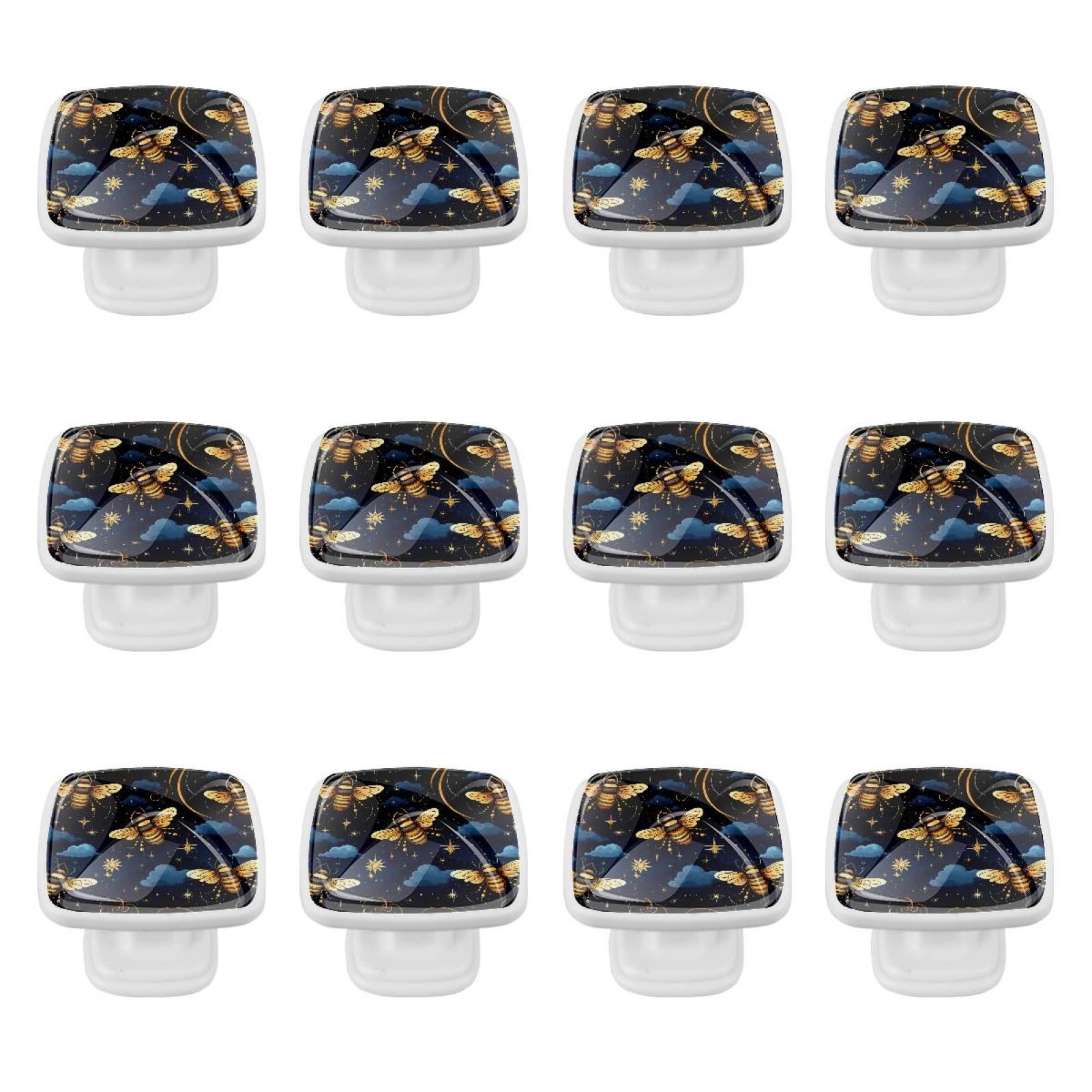 12 Packs Starry Bee Cabinet Knobs- Pull Hardware Handle, Square Drawer knobs for Kitchen ...
