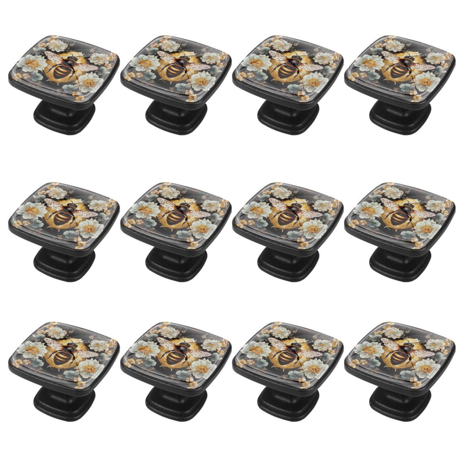 12 Packs Starry Bee Cabinet Knobs- Pull Hardware Handle, Square Drawer ...