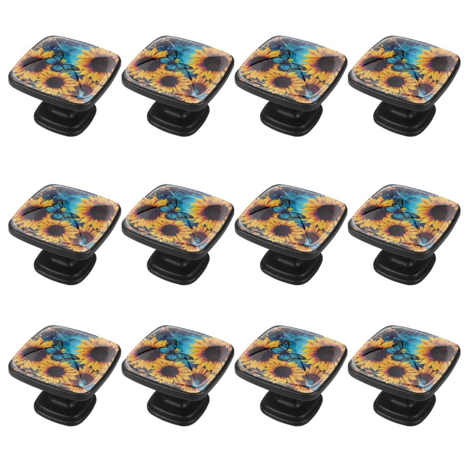 12 Packs Starry Night Sunflower Butterfly Cabinet Knobs- Pull Hardware ...