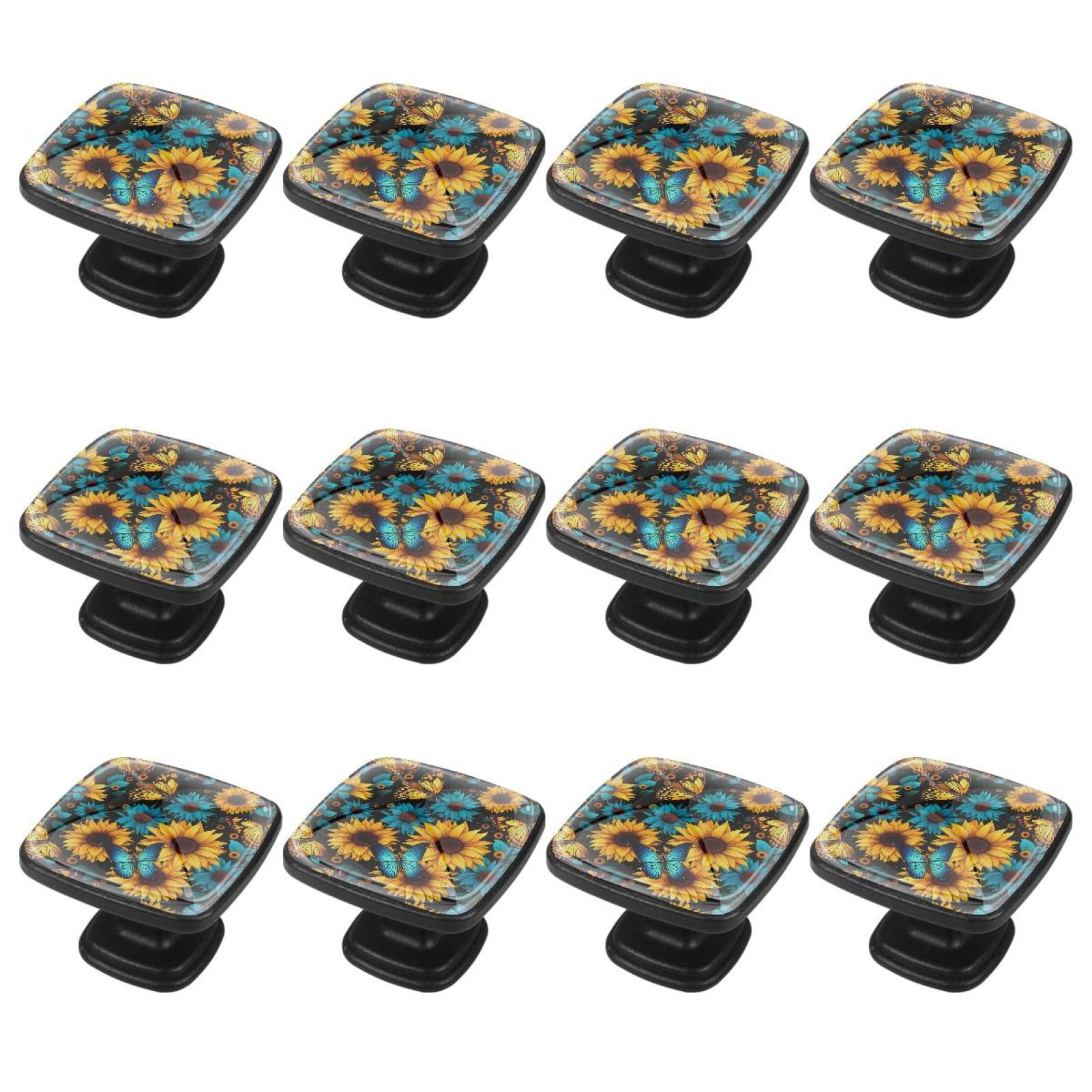12 Packs Starry Night Sunflower Butterfly Cabinet Knobs- Pull Hardware ...