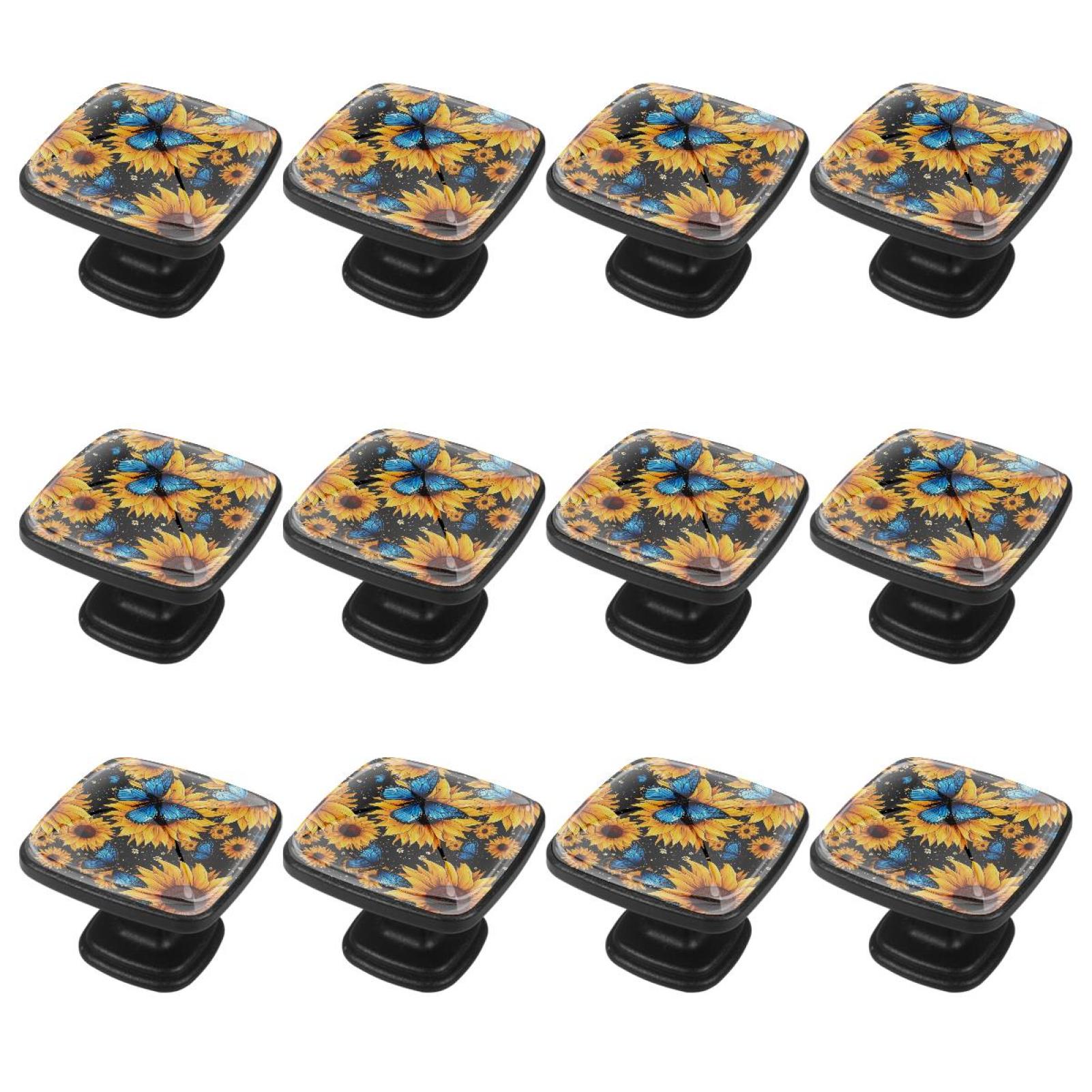 12 Packs Starry Night Sunflower Butterfly Cabinet Knobs- Pull Hardware ...