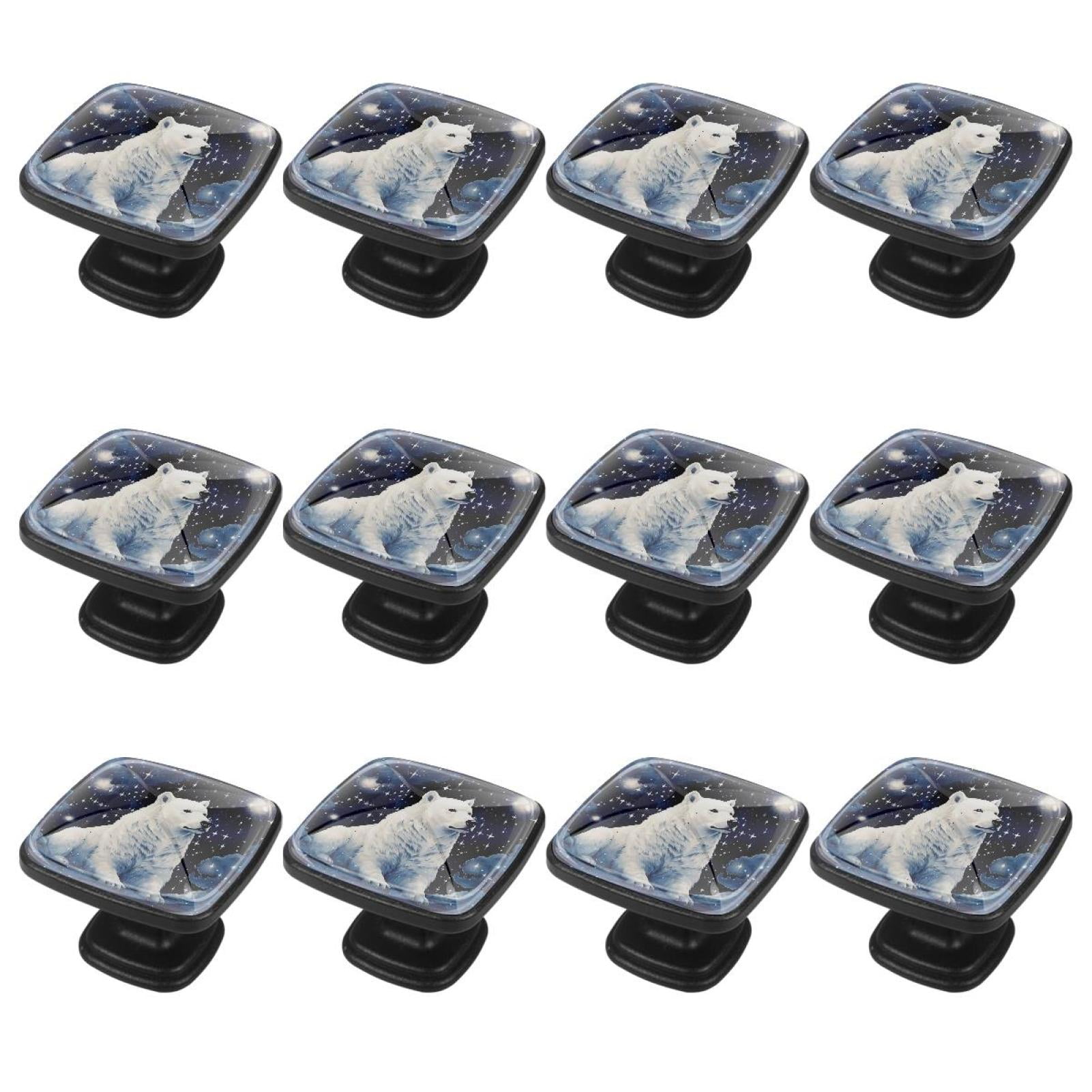 12 Packs Starry Polar Bear Cabinet Knobs- Pull Hardware Handle, Square ...