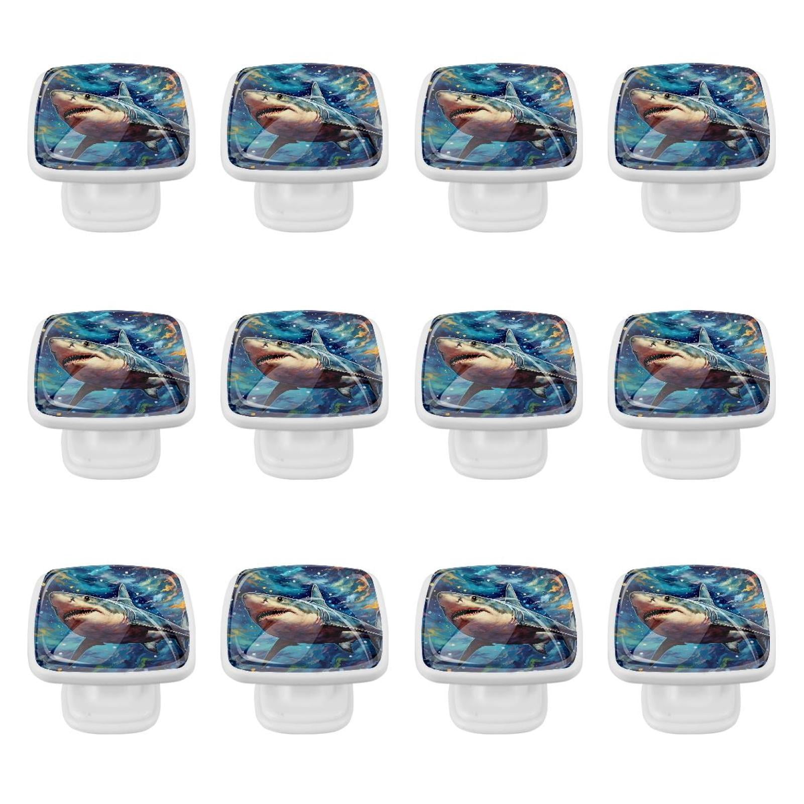 12 Packs Starry Sky Shark Cabinet Knobs- Pull Hardware Handle, Square Drawer knobs for Kitchen ...