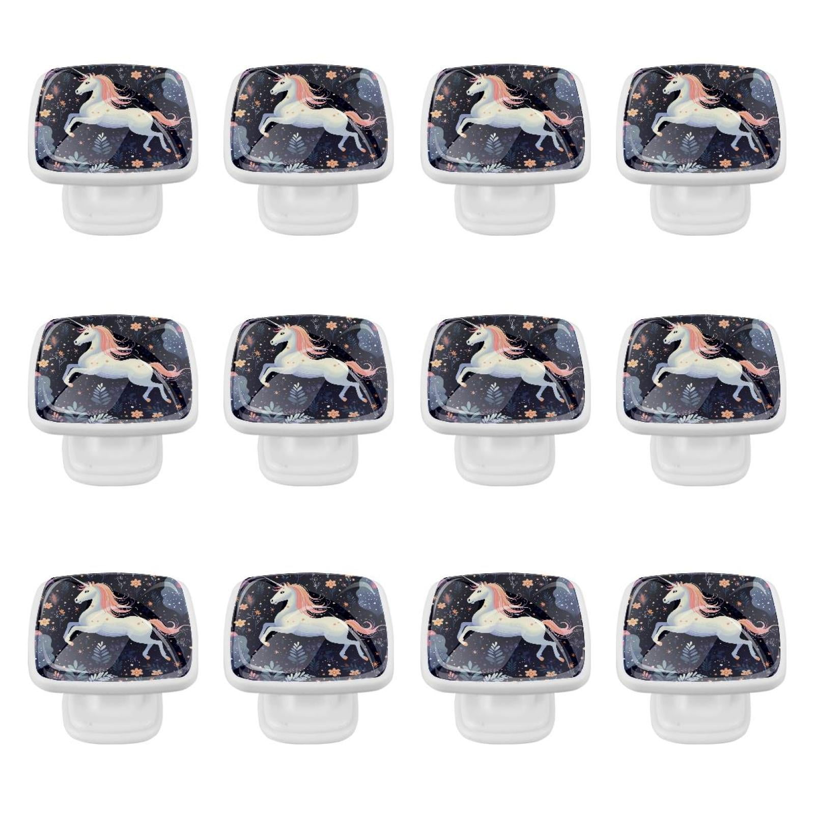 12 Packs Starry Unicorn Cabinet Knobs- Pull Hardware Handle, Square Drawer knobs for Kitchen ...