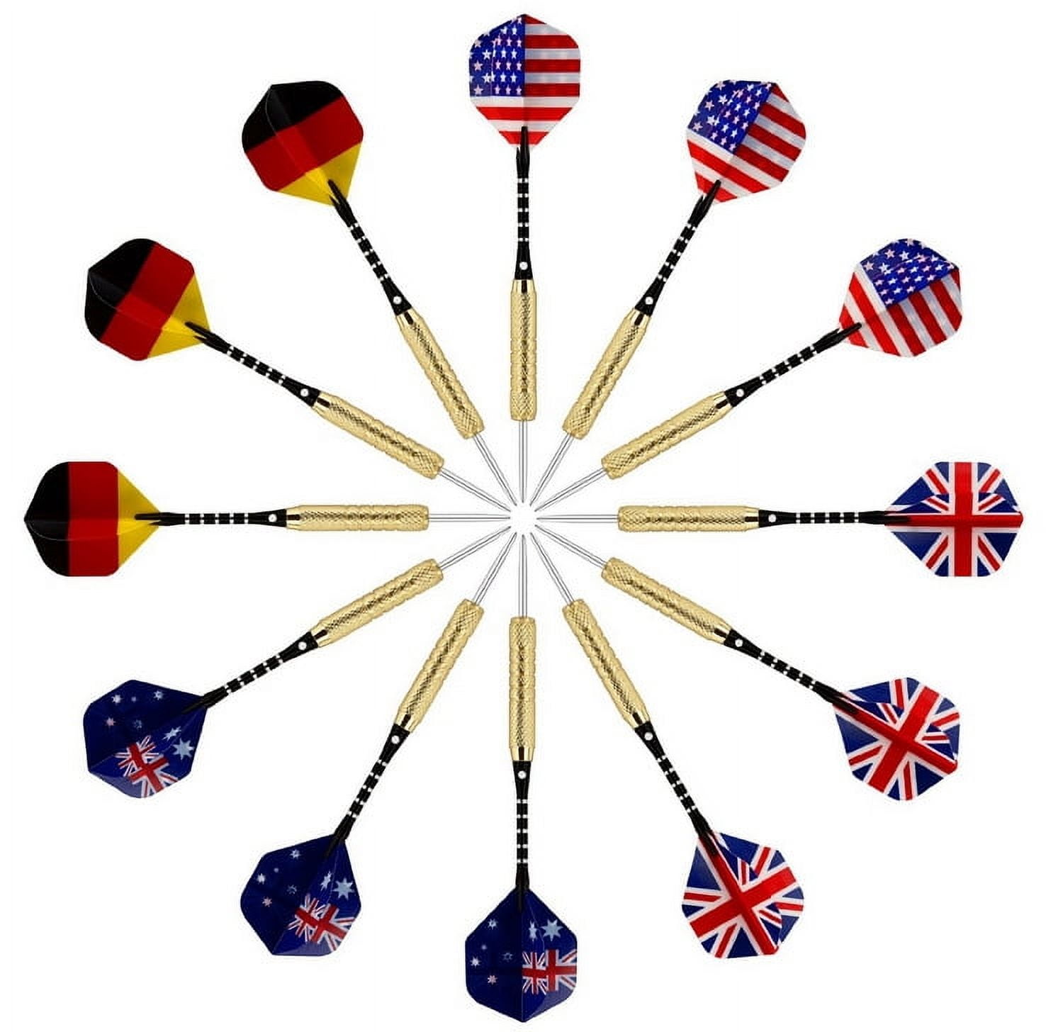 12 Packs Steel Tip Darts 18 Grams, Aluminum Shafts and Brass Barrels ...