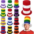 12 Packs Stove Pipe Hats Striped Felt Top Hat Fun Hats for Adults Party ...