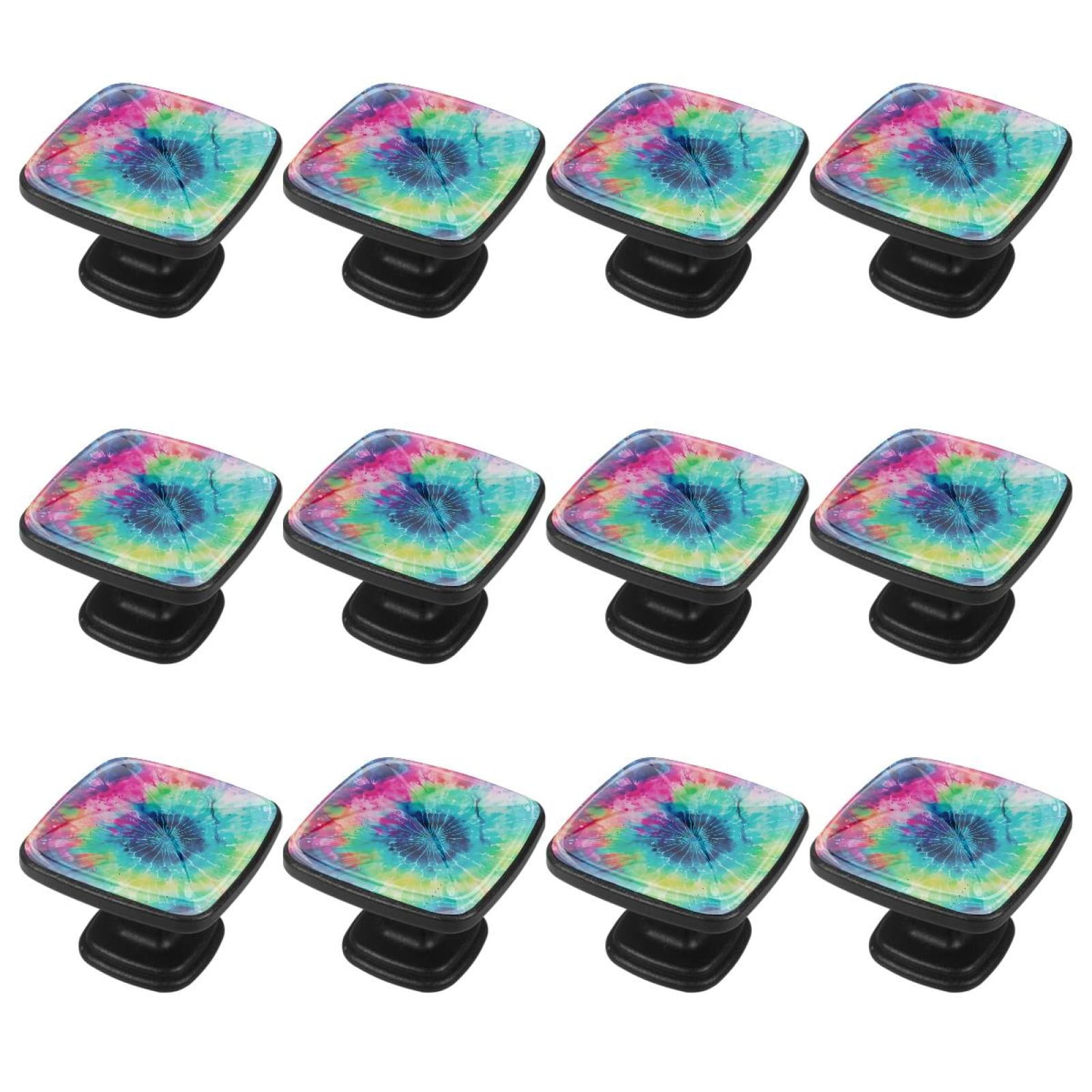 12 Packs Tie-Dye Cabinet Knobs- Pull Hardware Handle, Square Drawer knobs for Kitchen Cupboard ...