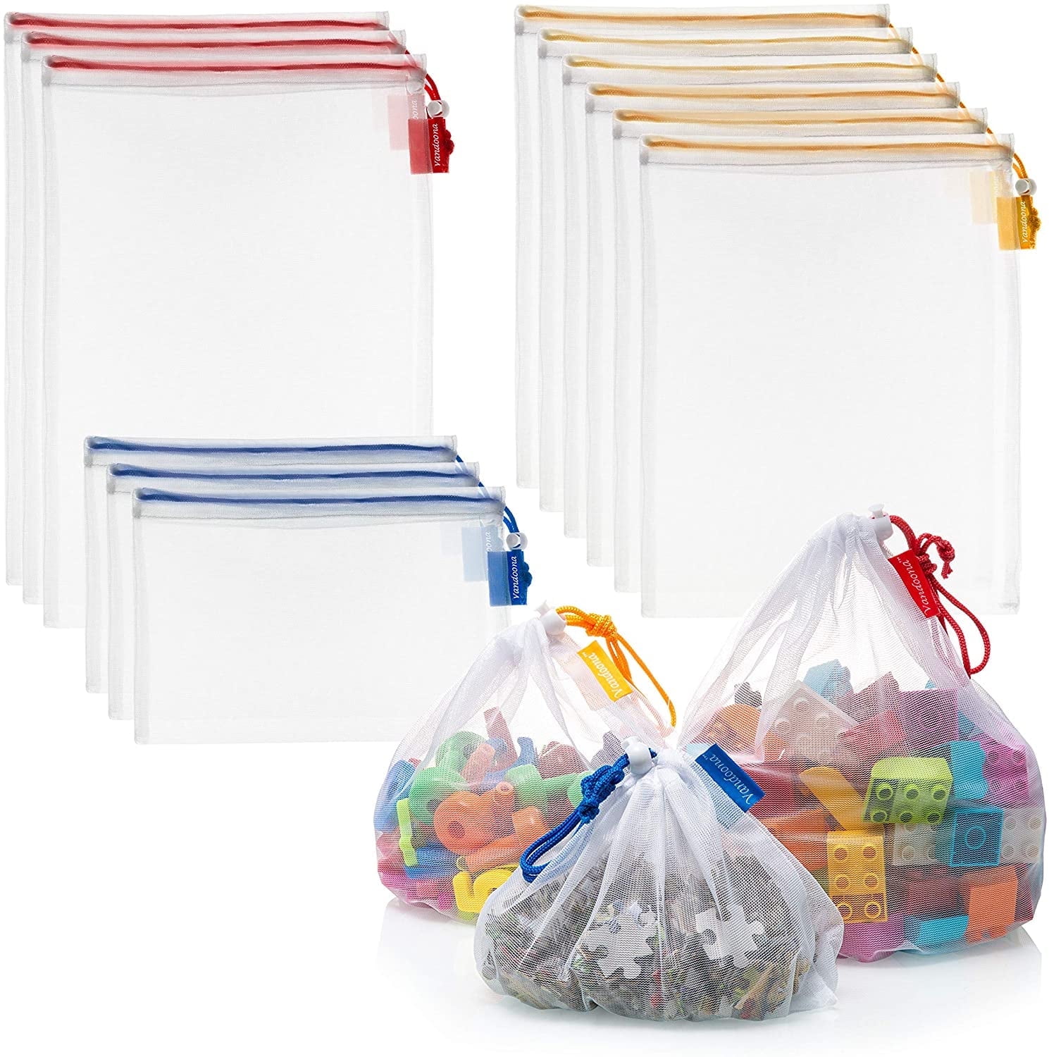 12 Packs Toy Storage & Organization Mesh Bags Eco Friendly Washable ...