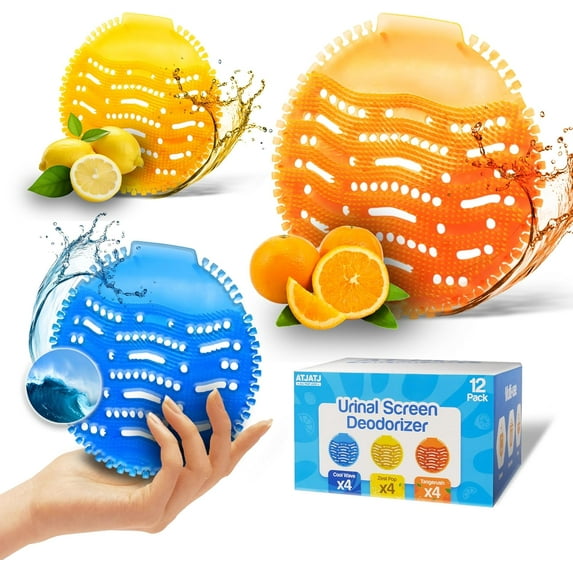 12 Packs Urinal Screen Deodorizer, 3 Fresh Scents, Ocean Breeze, Lemon ...