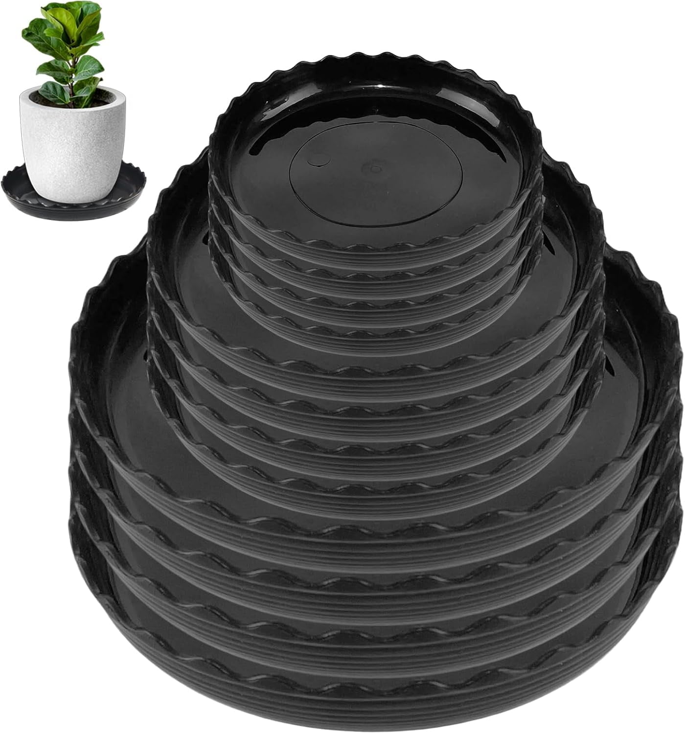 12 Packs Wave Plant Saucer - Plastic Flower Pot Drip Trays/Durable ...