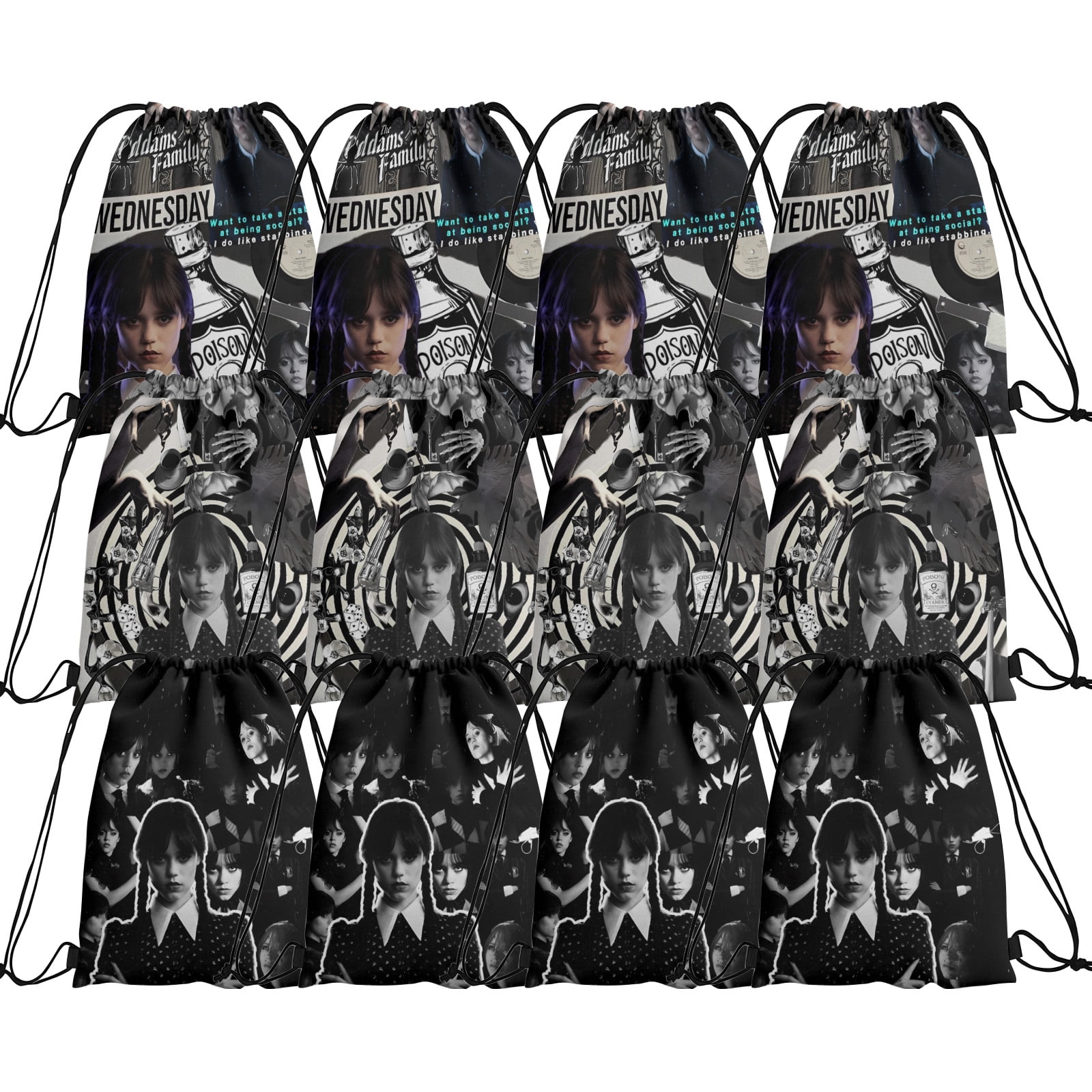 12 Packs Wednesday Drawstring Bag ® Ideal Drawstring Goodie Favor Bags ...