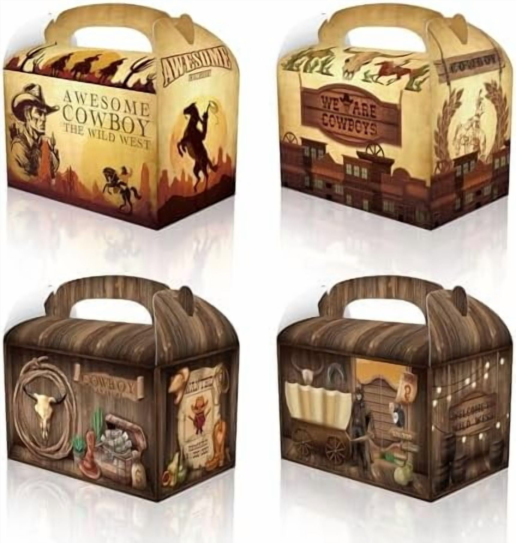 12 Packs Western Cowboy Treat Gift Boxes Wild West Birthday Party Gift ...
