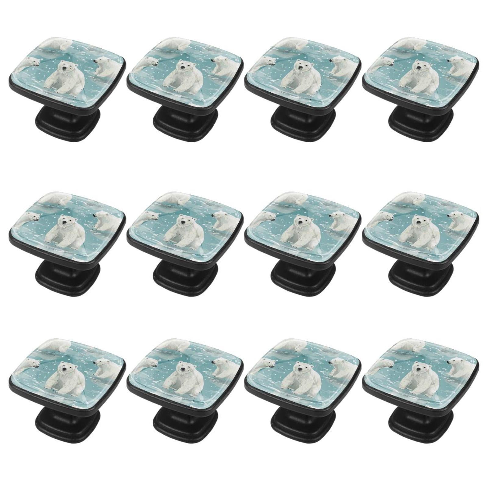 12 Packs White Bear Cabinet Knobs- Pull Hardware Handle, Square Drawer ...