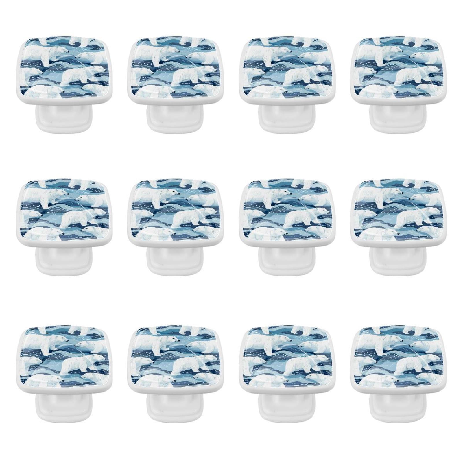 12 Packs White Bear Cabinet Knobs- Pull Hardware Handle, Square Drawer knobs for Kitchen ...