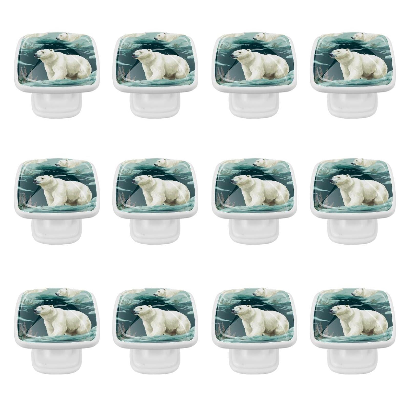 12 Packs White Bear Cabinet Knobs- Pull Hardware Handle, Square Drawer knobs for Kitchen ...