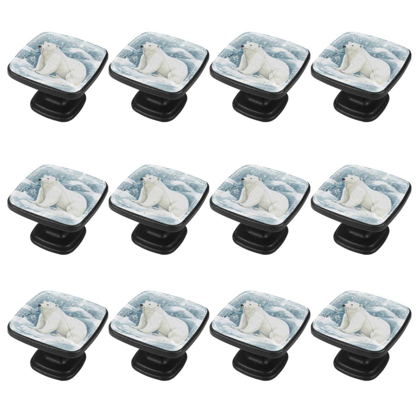 12 Packs White Bear Cabinet Knobs- Pull Hardware Handle, Square Drawer knobs for Kitchen ...