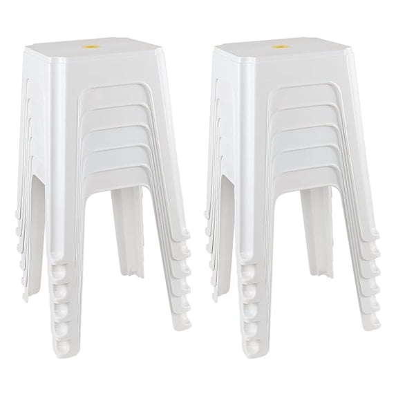 12 Packs White Plastic Stool, Stackable Backless Stool, 18.58 Inch ...
