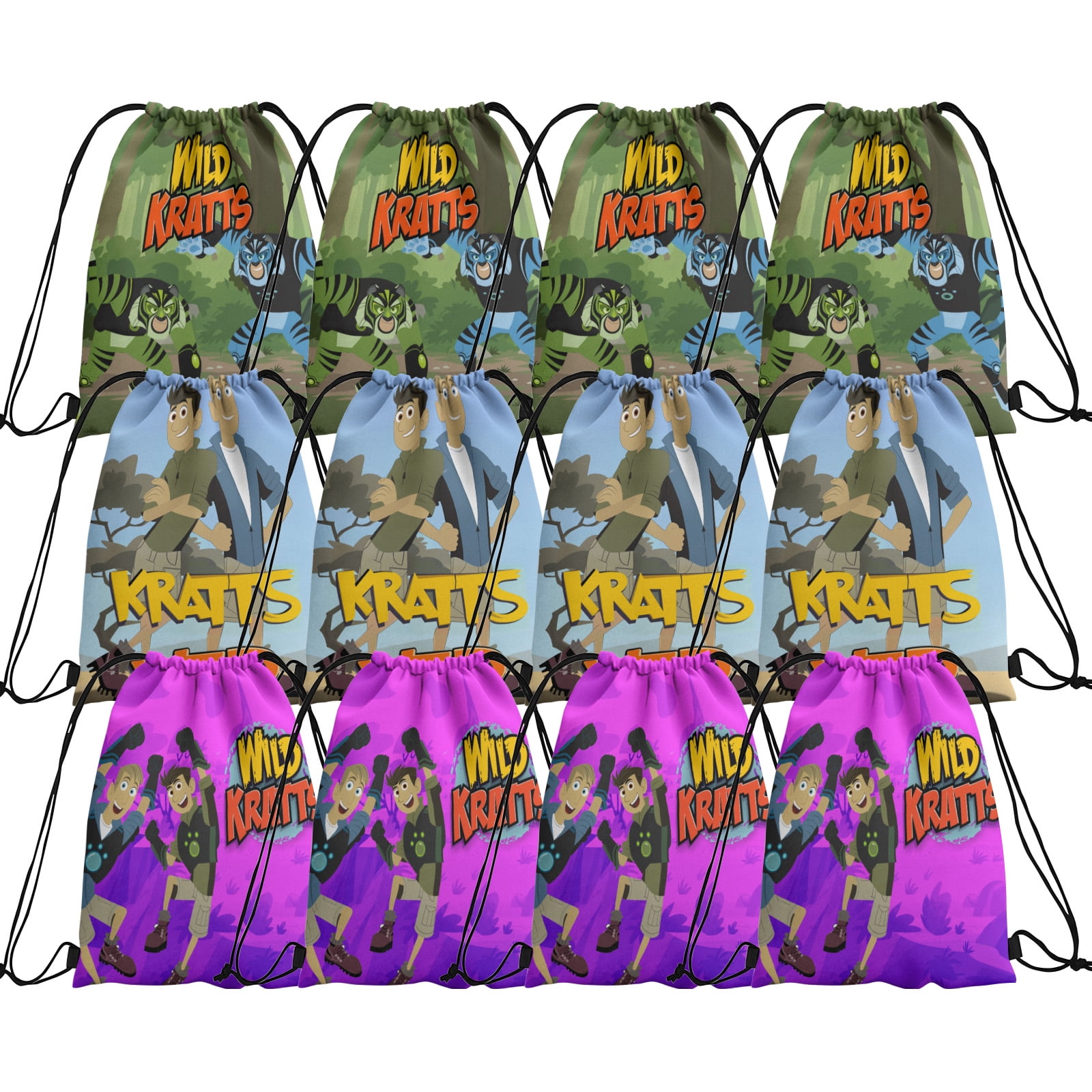 12 Packs Wild Kratts Candy Drawstring Bag - Drawstring Goodie Favor ...