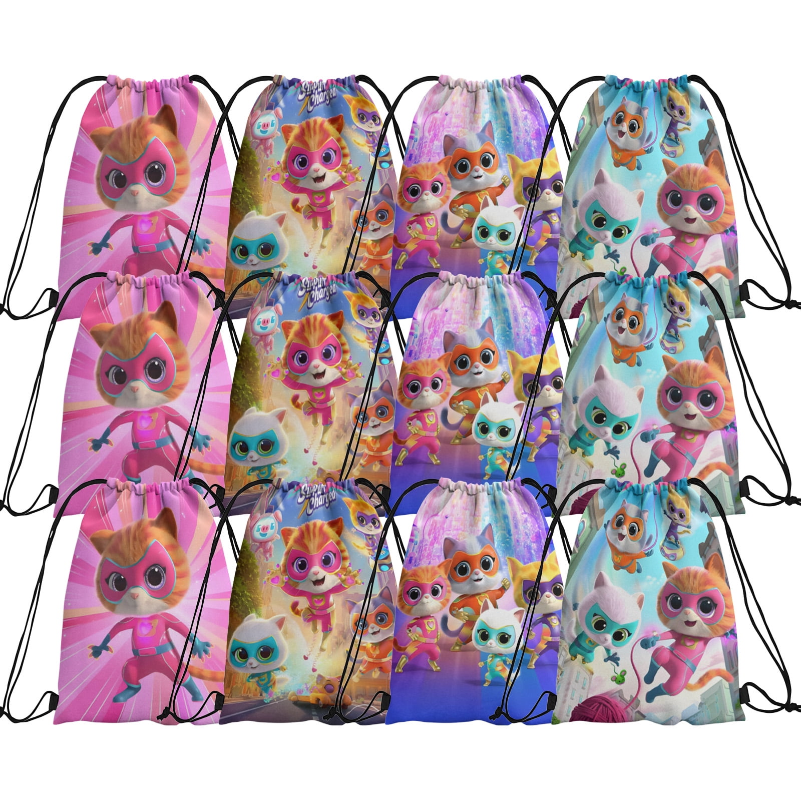 12 Packs kitties Candy Drawstring Bag, Drawstring Goodie Favor Bags for ...