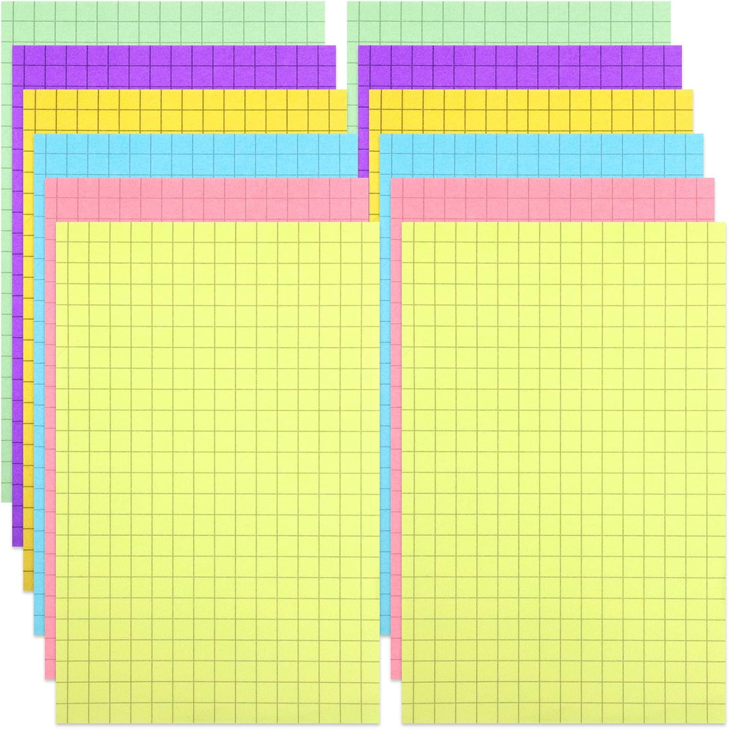 12 Pads Grid Paper Sticky Notes Writing Notepad 4 x 6 Inch Grid Lines ...