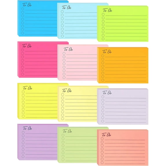 12 Pads to Do List Sticky Notes, 504 Sheets, 3x4 Inch with Line ...